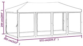 Skládací party stan s bočními stěnami antracitový 3 x 6 m - Default Title