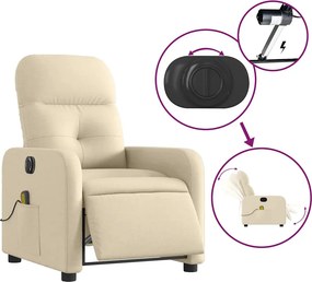 Elektrické masážní polohovací křeslo krémové textil 3206794