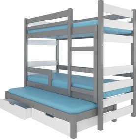 Patrová postel pro tři osoby s matracemi KARLO