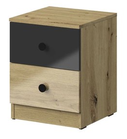 Noční stolek NERO 9 Domel 40/50/40 barva: dub artisan/černý lesk/bílý lesk