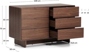 Komoda v dekoru ořechu v tmavě přírodní barvě 120x75x50 cm Norlen – Kave Home