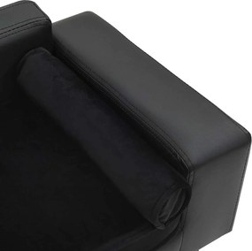 Pohovka pro psy černá 81 x 43 x 31 cm plyš a umělá kůže 170954