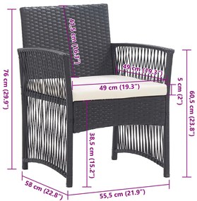 vidaXL Marketos Zahradní křesla s poduškami 2 ks černá polyratan