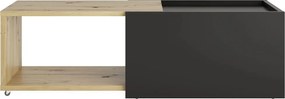 FMD Výsuvný konferenční stolek bílý a dub [437013] Barva: dub a černá