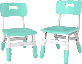 AIYAPLAY dětská židle k psacímu stolu, 2kusová sada, výškově nastavitelná 26-30 cm, ergonomické opěradlo, bez područek pro 1,5–8 let, zelená