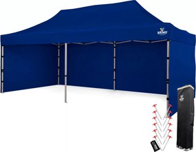 BRIMO Nůžkový párty stan PREMIUM ALU 3x6 m 3 stěny modrý