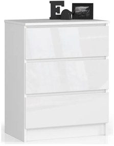 Komoda K60 3SZ CLP bílá, lesk