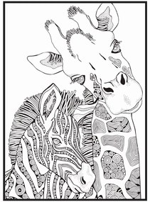 Jen tak z lásky Plakátová omalovánka Zebra se žirafou 50x70 cm