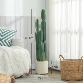 HOMCOM umělý kaktus v květináči 111 cm — realistická velká pokojová rostlina do obývacího pokoje, ložnice, kanceláře i na terasu