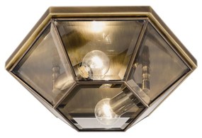 Il Fanale 490.00.80 Rilegato, vitrážové stropní svítidlo, fazetové sklo/pálená mosaz, 2x E27 max 15W, průměr 43cm