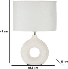 Bílá keramická stolní lampa s textilním stínidlem (výška 43 cm) Seta – Mauro Ferretti