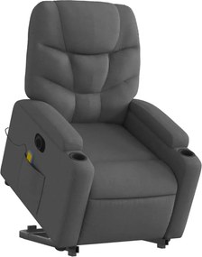 Elektrické zvedací masážní polohovací křeslo tmavě šedé textil 3204633