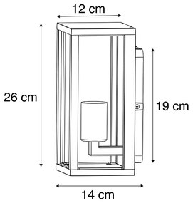Chytrá nástěnná lampa černá 26 cm IP44 vč. Wifi ST64 - Charlois