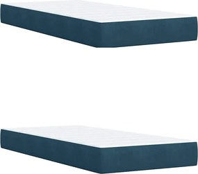 Box spring postel s matrací tmavě modrá 200x200 cm samet 3286400