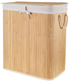 Bambusový koš na prádlo s víkem Compactor Bamboo XXL 105 L - 2dílný, přírodní,52 x 32 x 63