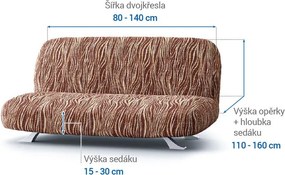 Bielastické potahy UNIVERSO NOVÉ žíhané hnědé dvojkřeslo s dřevěnými rukojeťmi (š. 80 - 140 cm)