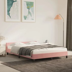 Rám postele s čelem růžový 140x200 cm samet,  347578