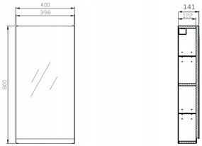 Cersanit Moduo, koupelnová skříňková souprava s umyvadlem na desku 80x45x95 cm, bílá lesklá-dub, S801-446