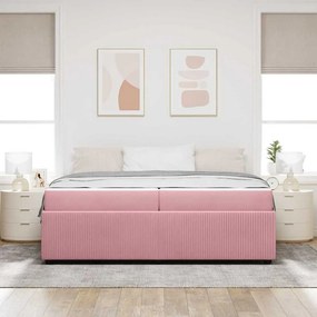 Rám postele Růžová 200 x 200 cm textil 3398443