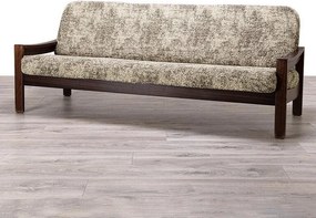 Bielastické potahy MARMO béžové trojkřeslo s dřevěnými rukojeťmi (š. 150 - 200 cm)
