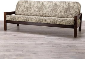 Bielastické potahy MARMO béžové trojkřeslo s dřevěnými rukojeťmi (š. 150 - 200 cm)
