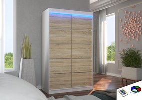 ADRK Furniture Posuvná skříň s LED osvětlením BENISSO 120 ADRK-SW-BEN-WS-120+L