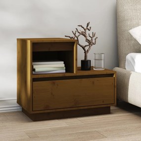 Noční stolek medově hnědý 60 x 34 x 51 cm masivní borové dřevo - Default Title