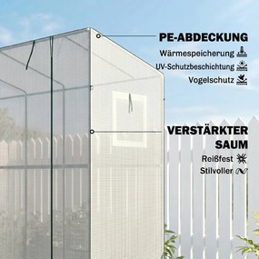 Outsunny skleník s rolovacími dveřmi, 2 okna, zimní skleník z ocelové fólie, skleník na balkon, zahrada, skleník na rajčata s UV ochranou 200x76x170c…