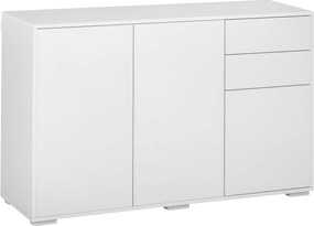 HOMCOM Komoda se 2 šuplíky a 3 dvířky, nastavitelné police, úložná skříňka pro ložnici a obývací pokoj 117 x 36 x 74 cm Bílá | Aosom