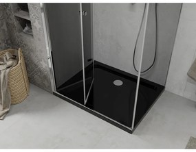 Mexen Lima skládací sprchový kout 80 x 120 cm, Grafitově černá, Chromovaná + sprchová vanička Flat, Černá - 856-080-120-01-40-40