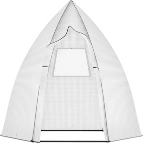 Outsunny Mini Skleník Pro Zimování Rostlin s Rolovacím Dveřmi – Zahrada Balkon Zimní Ochrana Bílý 160 x 140 x 180 cm | Aosom
