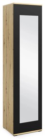 Eka Šatní skříň Trinity 45 cm, se zrcadlem Barva dřeva: Dub Artisan/Černá