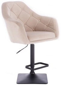 LuxuryForm DESIGN Barová židle ANDORA VELUR na černé hranaté podstavě - krémová