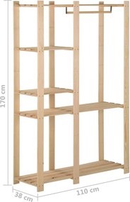 Stojan na šaty 110 x 38 x 170 cm masivní borové dřevo 327324