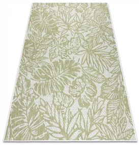 Kusový koberec Sisalový SION 22128 tkaný na plocho listí ecru zelený Rozměr: 180x270 cm