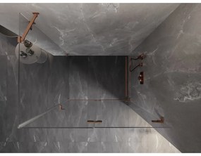 Mexen Lunar-F, sklápěcí sprchový kout pravý 100 x 70 cm, 8mm čiré sklo, profil měděná matná, 836-100-070-65-00-P