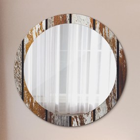 Kulaté dekorativní zrcadlo Vintage tmavé dřevo fi 80 cm