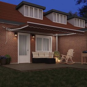 Automatická zatahovací markýza s LED hnědá 450 x 300 cm 3215382