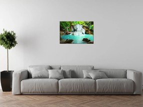 Gario Obraz s hodinami Vodopád v Thajsku Rozměry: 100 x 40 cm