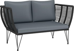 Outsunny 2místná zahradní pohovka se sedáky – ratanová pohovka na ven, 123 x 67 x 72 cm, světle šedá | Aosom