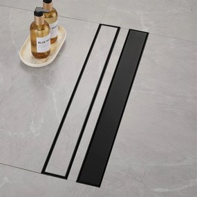 Rea Neox Black Matt, lineární odtokový žlab 100cm, vzor 2v1, černá matná, REA-G6605