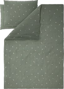 Livarno® Mušelínové ložní povlečení, 240 x 220 cm, 70 x 90 cm (květiny/zelená)