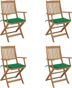 vidaXL Skládací zahradní židle s poduškami 4 ks masivní akáciové dřevo [3064622] Barva: antracitová