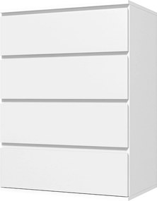 HOMCOM Úložná Komoda s 4 Zásuvkami Moderní Styl s Mechanismem Tichého Zavírání - 60 x 40 x 80 cm, Bílá