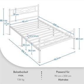 Sada 2 ks – Postel Yaheetech – černá, 90 × 200 cm (266294959126)