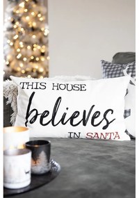 Bílo-černý povlak na polštář s nápisem Believes in Santa Black&White X-Mas - 30*50 cm