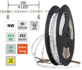 LED pásek McLED 24V neutrální bílá CRI90 š=10mm IP20 4,8W/m 60LED/m SMD2835 ML-126.872.60.2