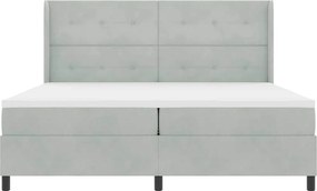 Postel s boxspringem s čelo Světle šedá 200 x 200 cm samet 3342026