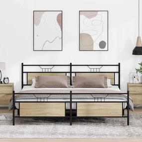 Kovový rám postele bez matrace dub sonoma 193 x 203 cm 3325100