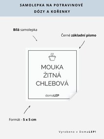 MOUKA ŽITNÁ CHLEBOVÁ– průhledná samolepka na dózu, základní písmo, 5 × 5 cm | DomaLEP